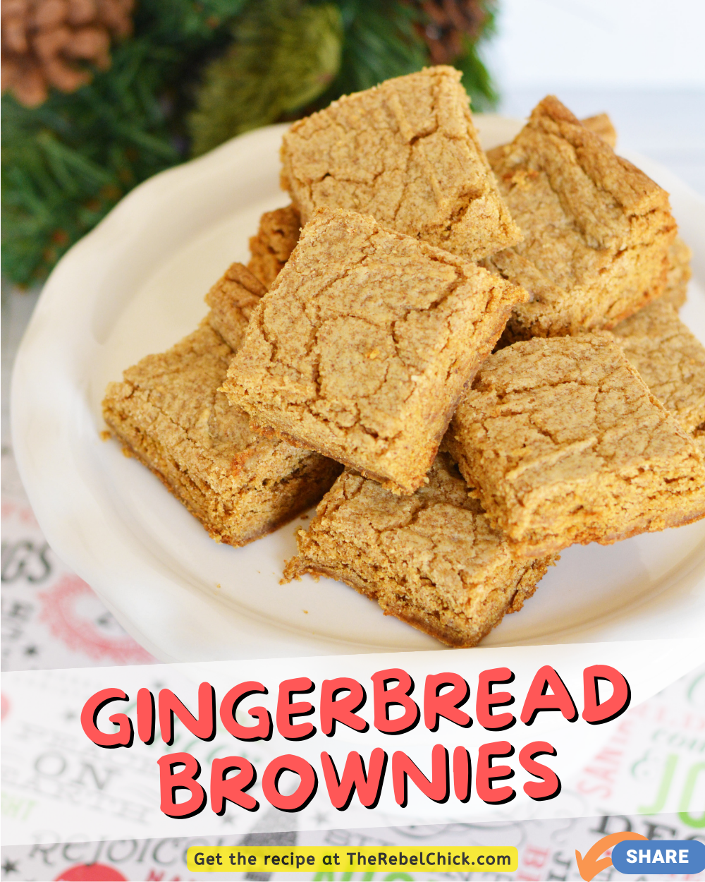 Gingerbread Brownies Recipe - The Rebel Chick