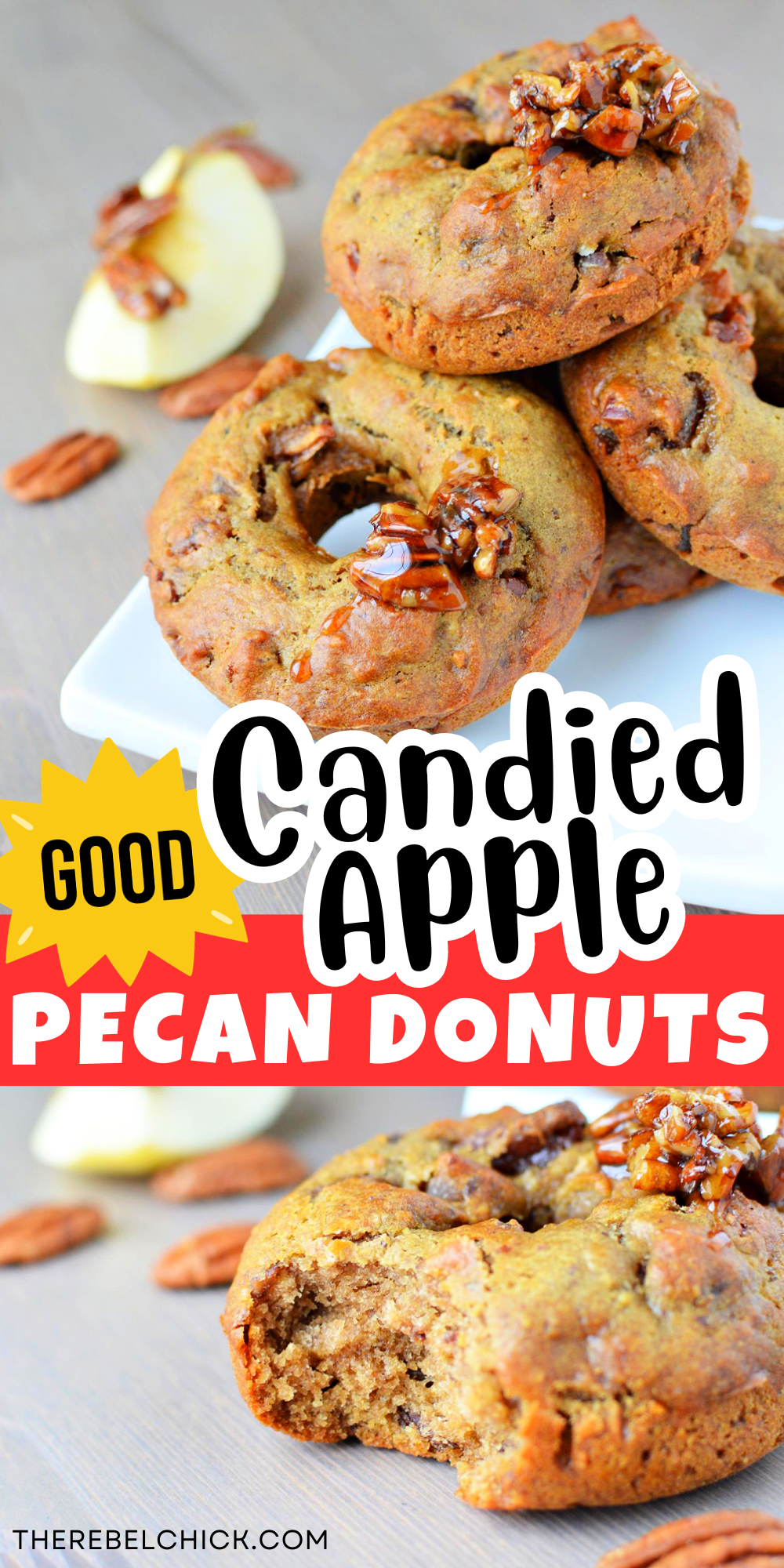Candied Apple Pecan Donuts - The Rebel Chick
