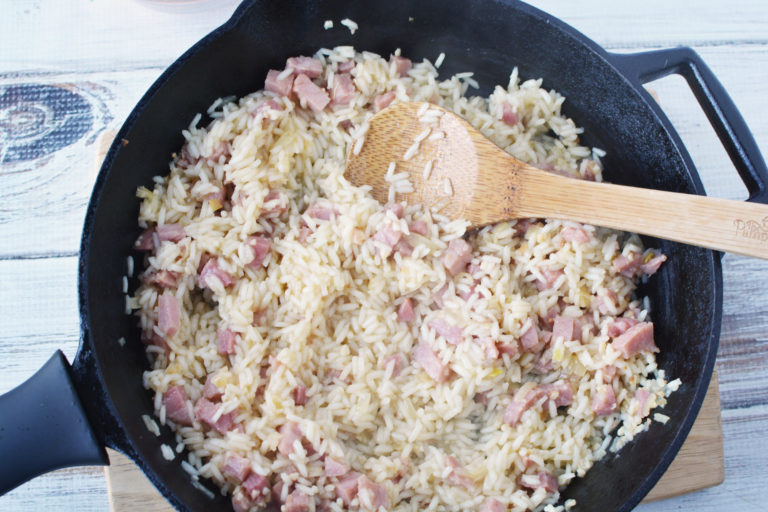 Ham Cheese and Rice Skillet - The Rebel Chick