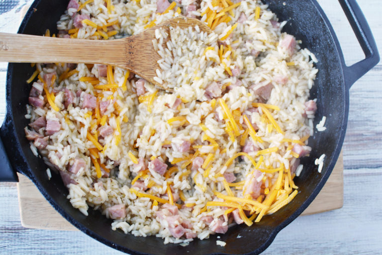 Ham Cheese and Rice Skillet - The Rebel Chick