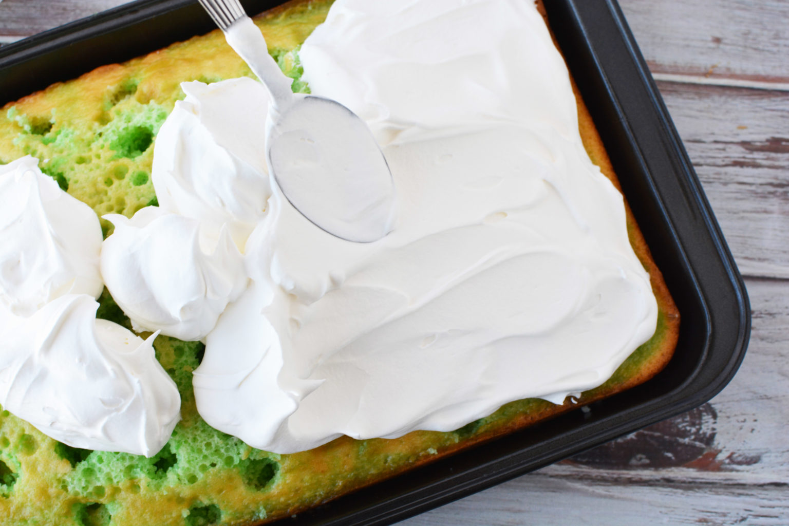 Lime Jello Poke Cake Recipe for St Patrick's Day