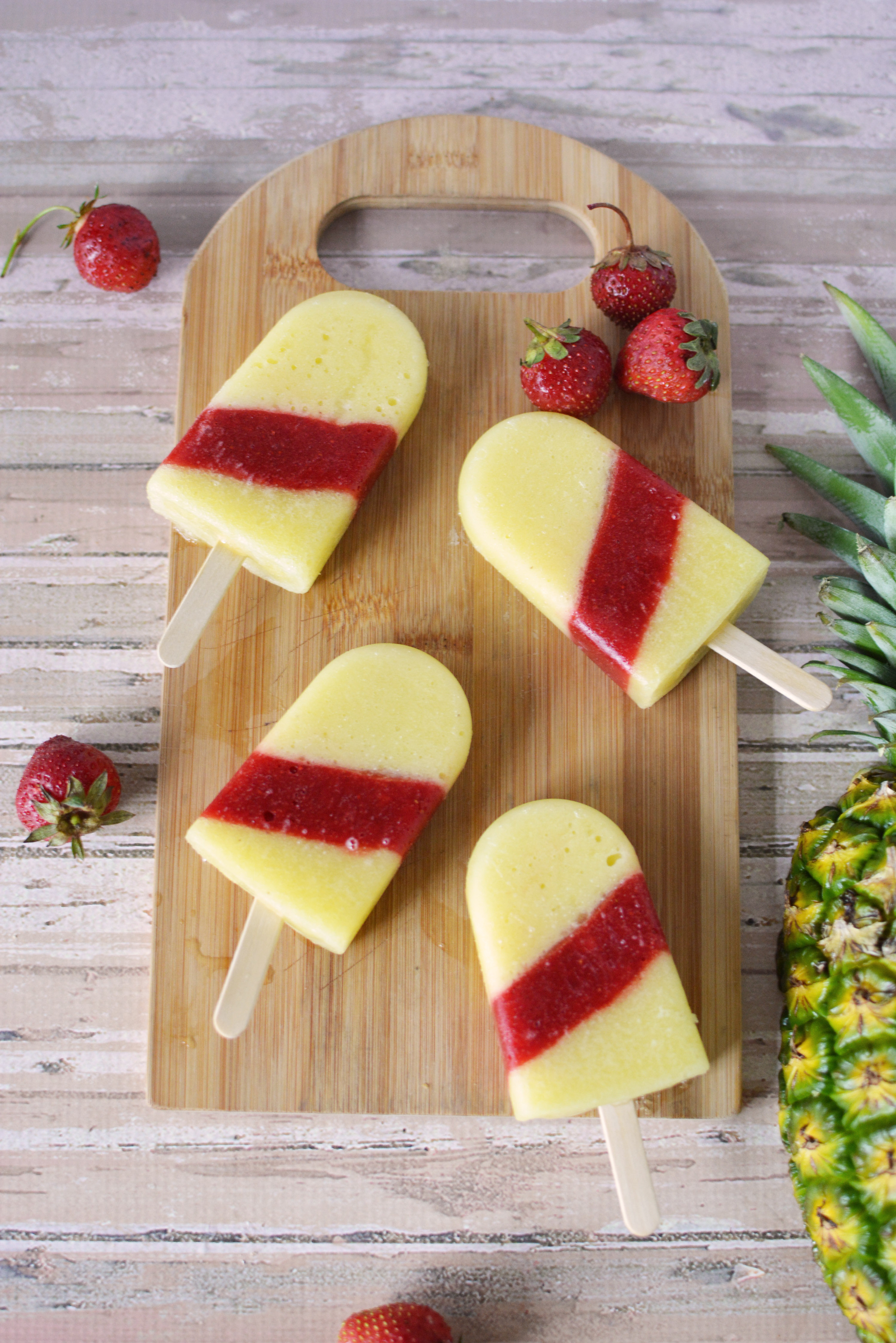 Pineapple Strawberry Popsicles - The Rebel Chick