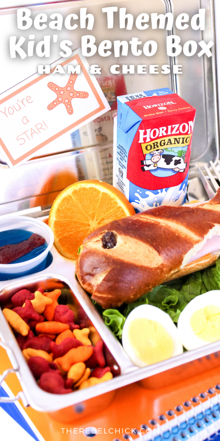 How to Make a Beach Theme Kids Ham & Cheese Bento Box Lunch - The Rebel ...
