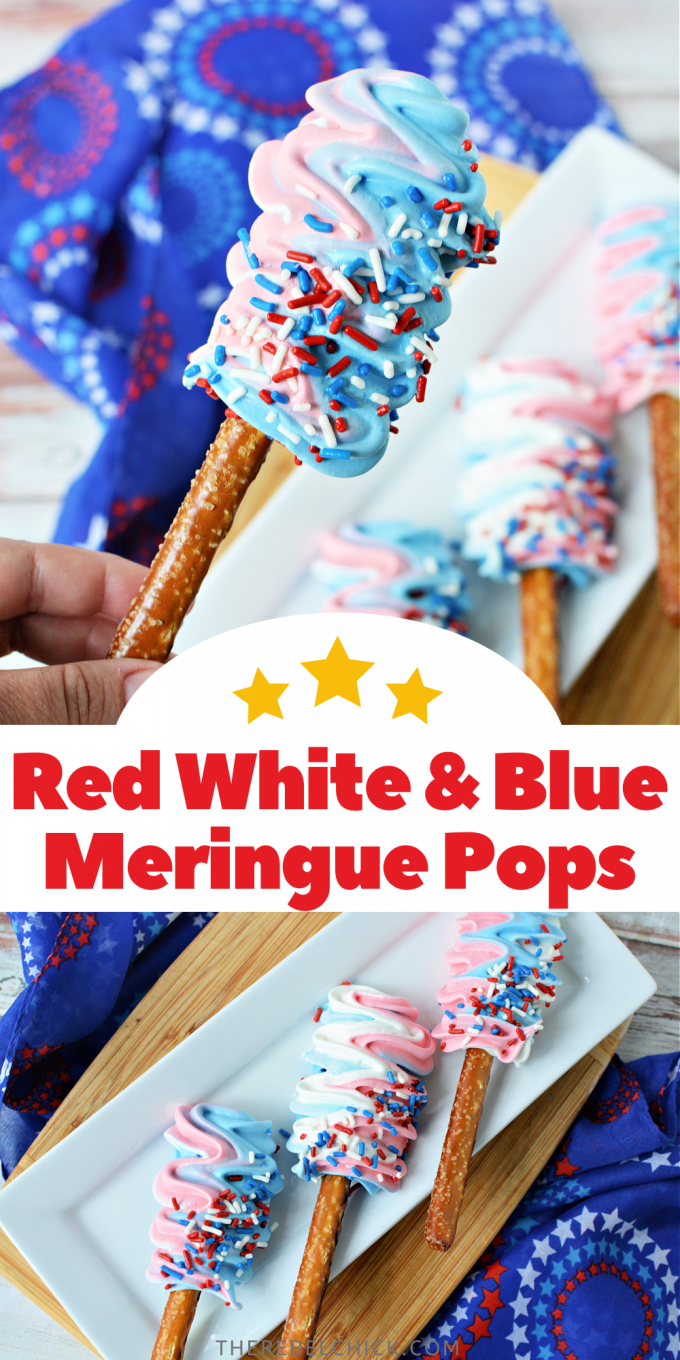Red White & Blue Meringue Pops Recipe - The Rebel Chick