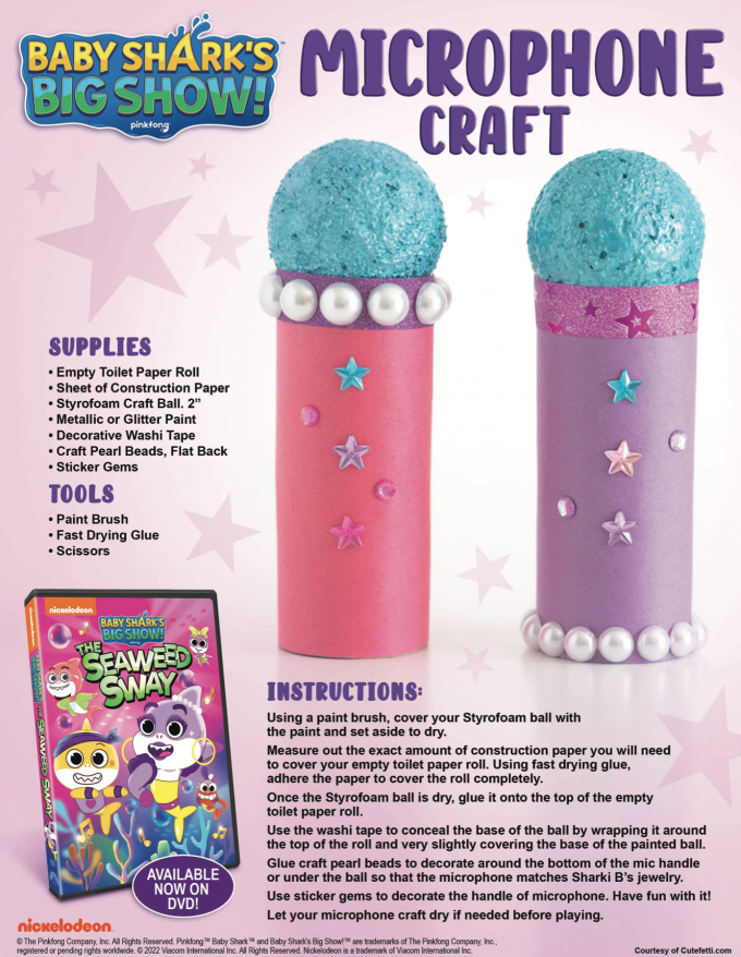 DIY Microphone craft tutorial for Baby Shark’s Big Show: The Seaweed Sway