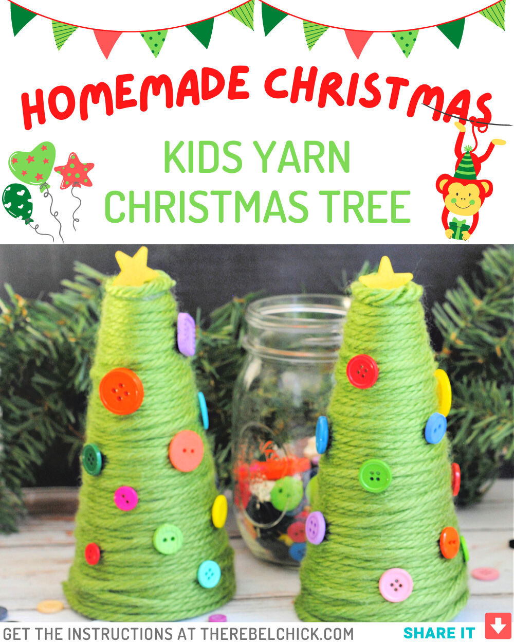 Kids Yarn Christmas Tree Craft DIY - The Rebel Chick
