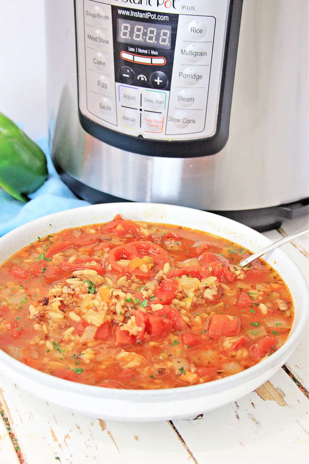 Stuffed Pepper Soup Instant Pot - The Rebel Chick