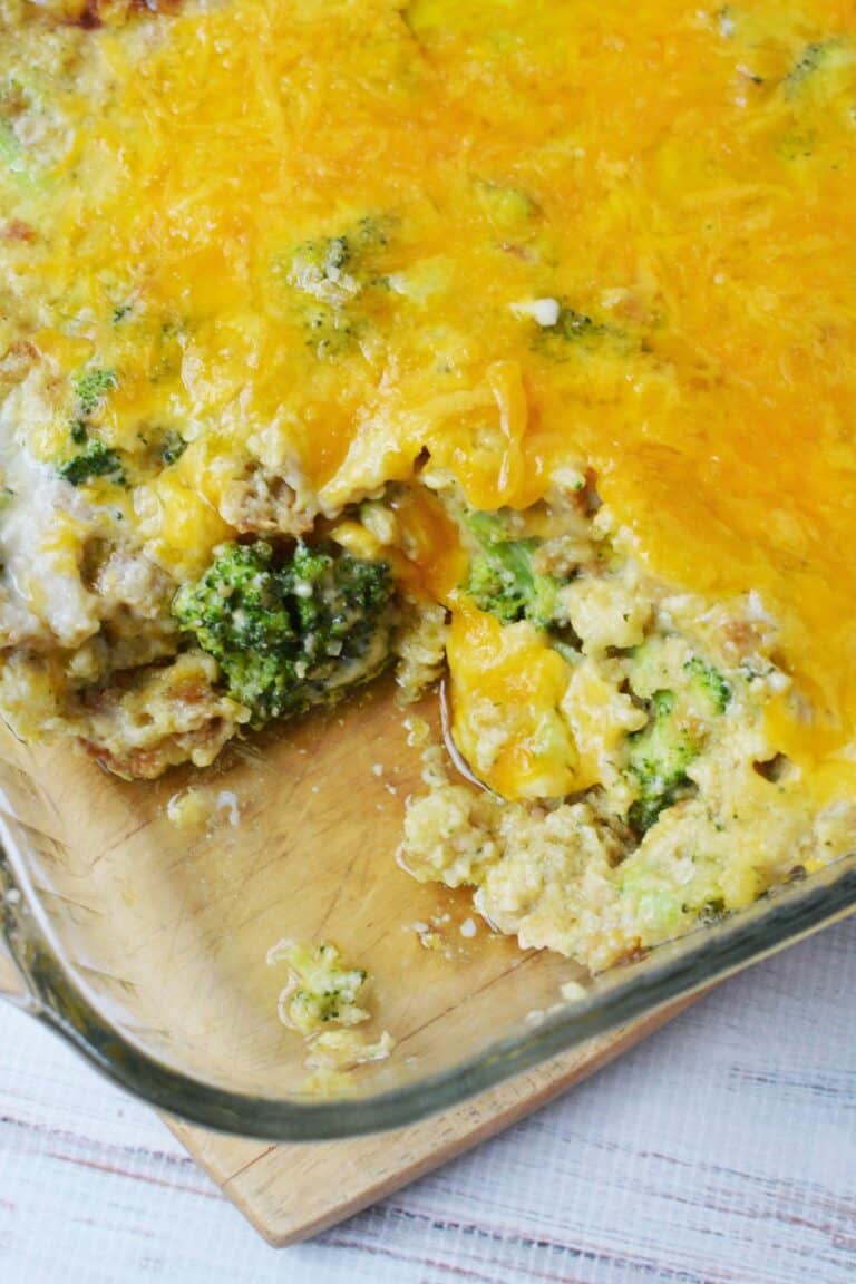 Broccoli Cheese Stuffing Recipe with Melty Cheddar