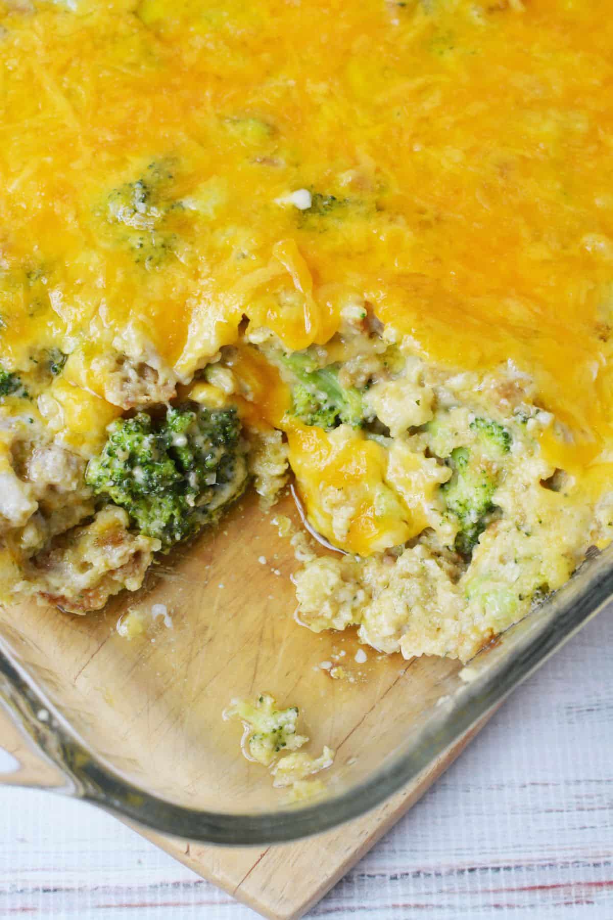 Broccoli Cheese Stuffing Recipe with Melty Cheddar